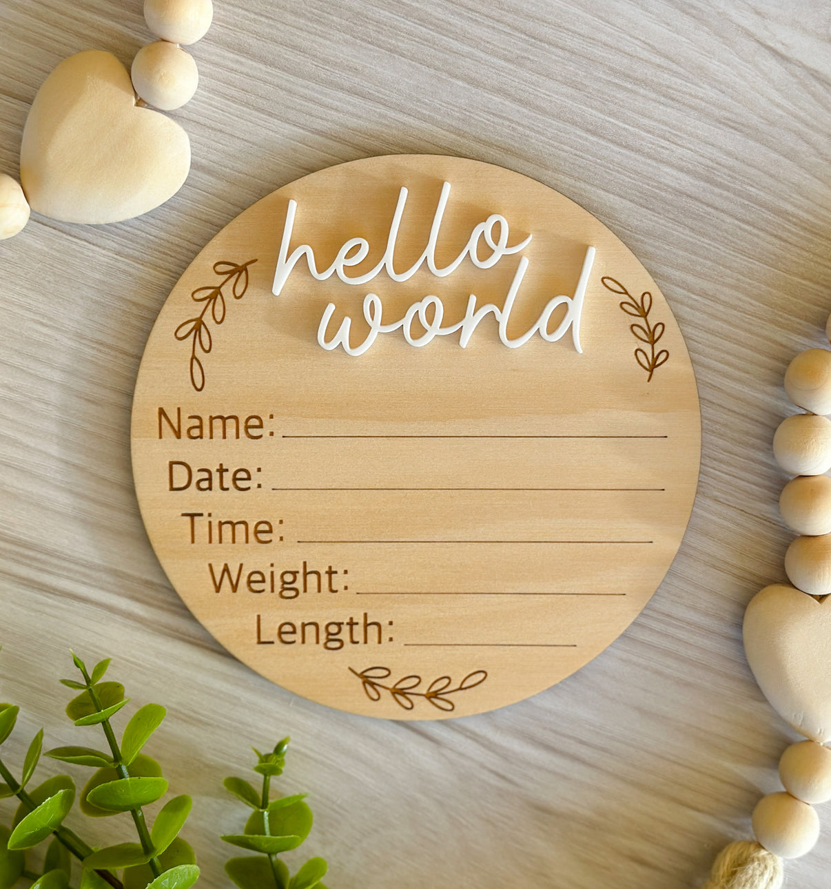 Hello World Plaque | Birth Announcement Plaque – Be Inspired Designs