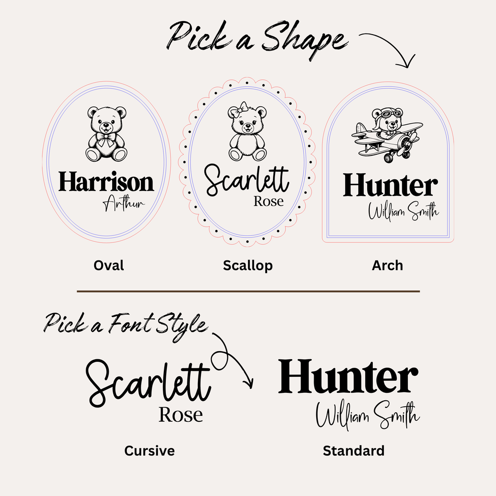 Personalised Name Plaque - Bear – Be Inspired Designs
